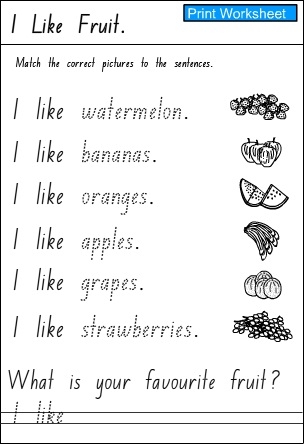 My Fruit Salad - Response Activity 1, English skills online ...