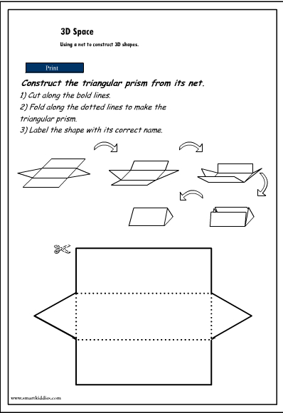 Constructing 3D objects from their nets, Mathematics skills online, interactive activity lessons