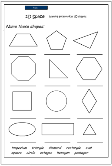 Naming 2D shapes, Mathematics skills online, interactive activity lessons