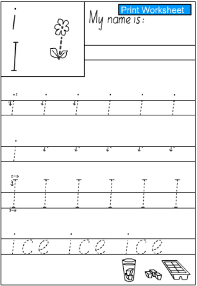 Letter i I -Handwriting Practice Sheet, English skills online ...